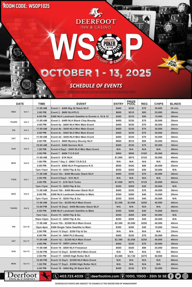 2025 WSOPC Calgary Oct - Event #6: $400 Seniors NLH - PokerPro – online ...